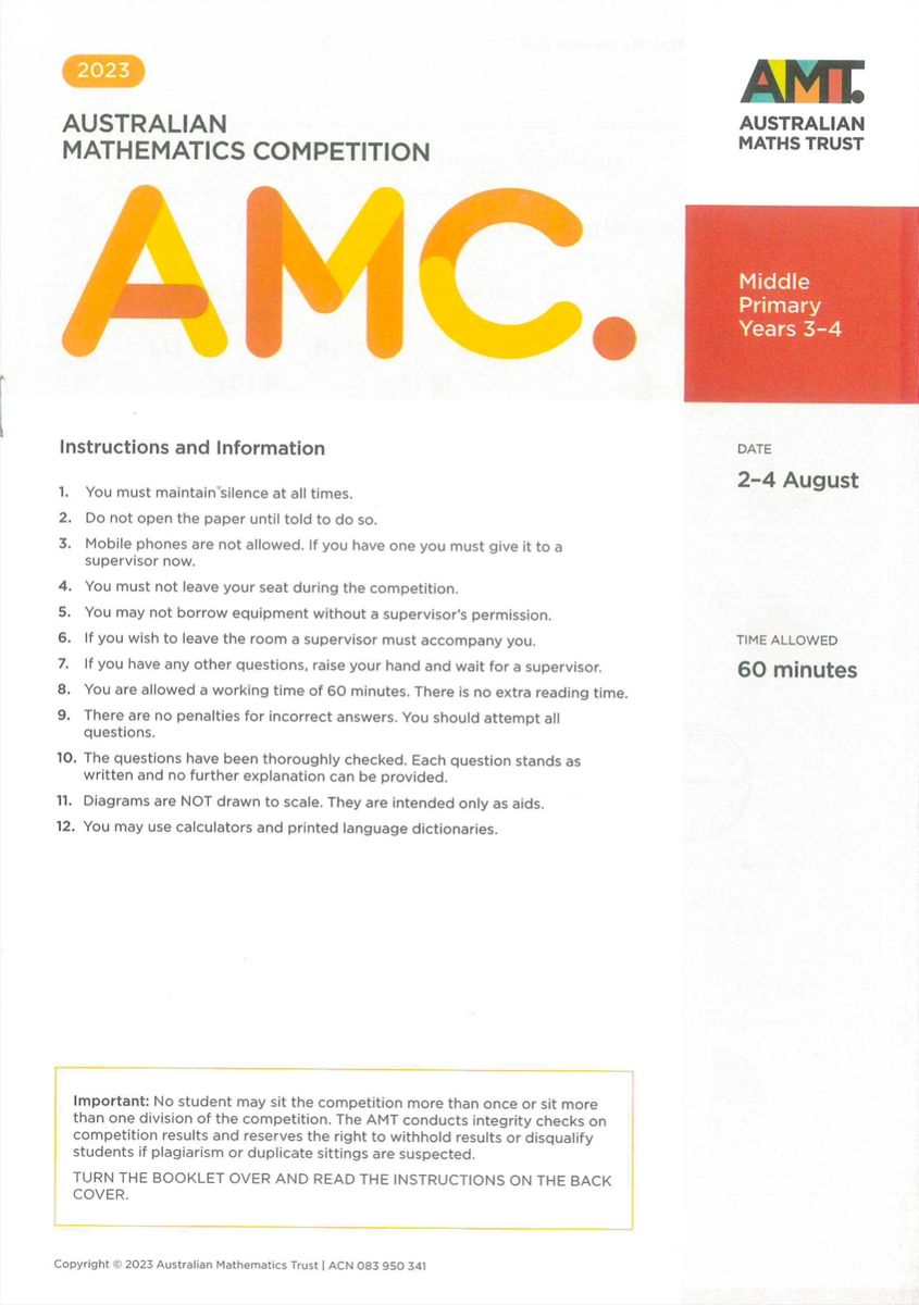 AMC 2023 Middle Primary (Years 3-4)