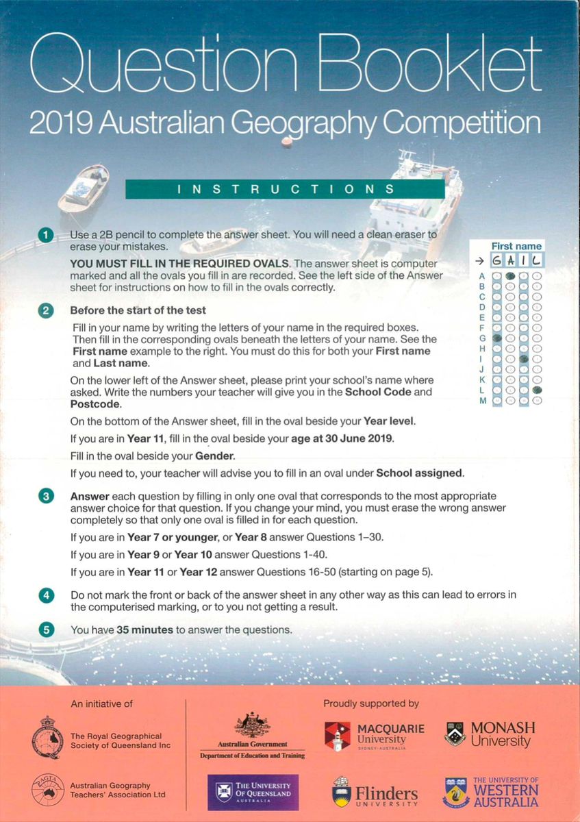 Geography Competition 2019 (Years 7-12)