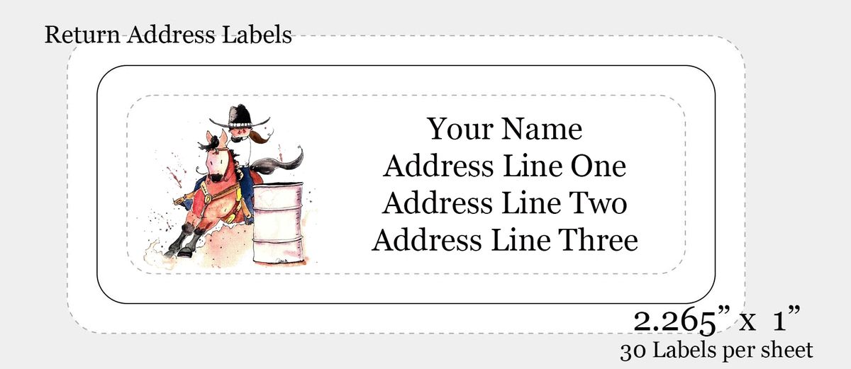 Barrel Racer Horse Return Address Labels