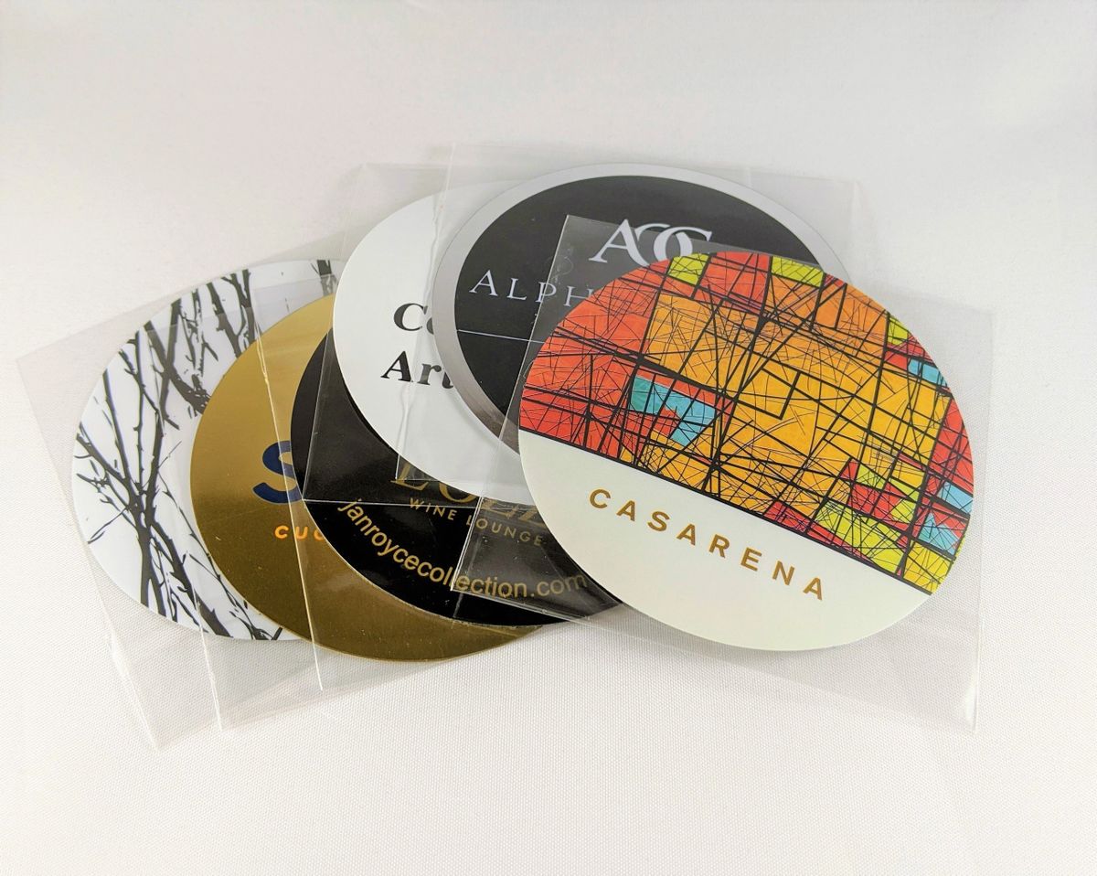 6 Different Individually Wrapped Colorfully Printed Pouring Discs
