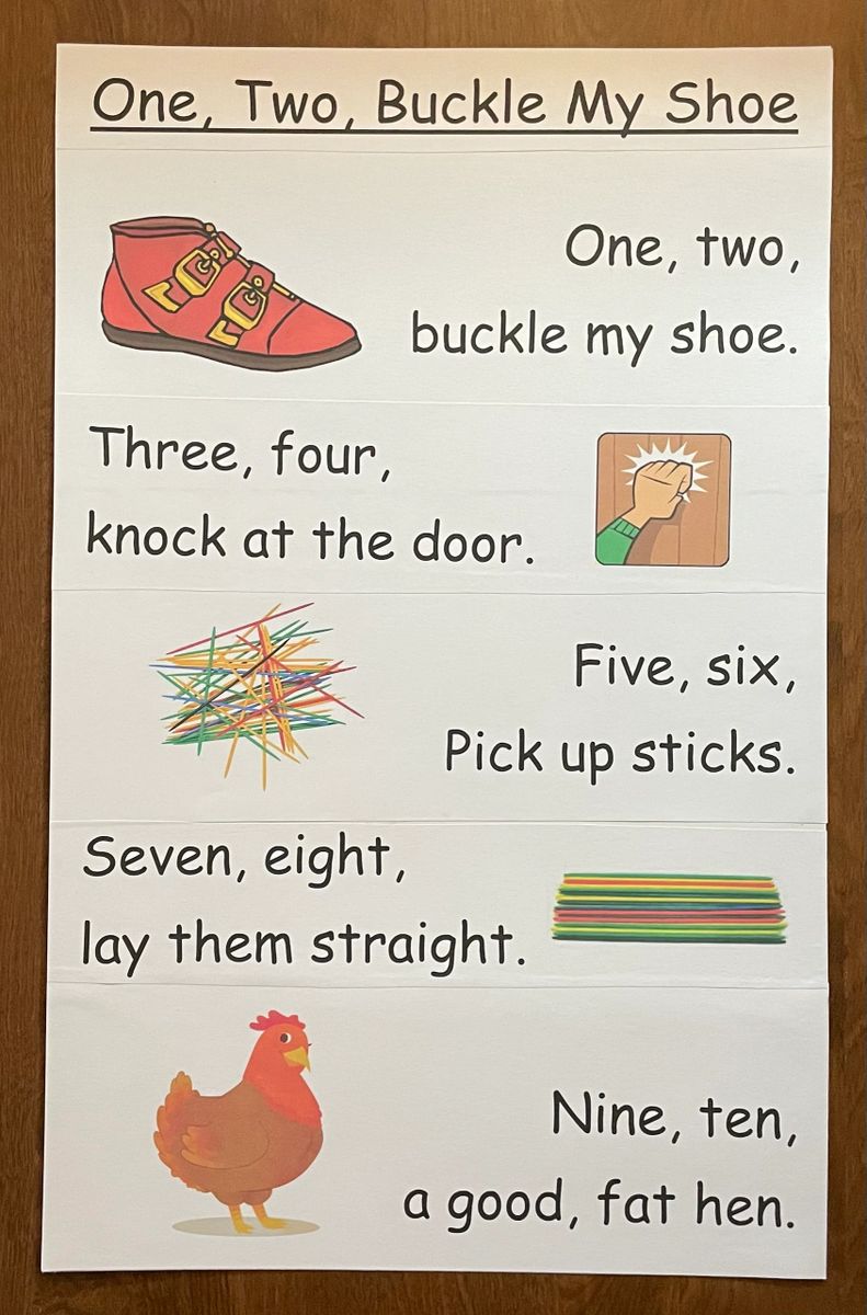 One, Two, Buckle My Shoe poem chart