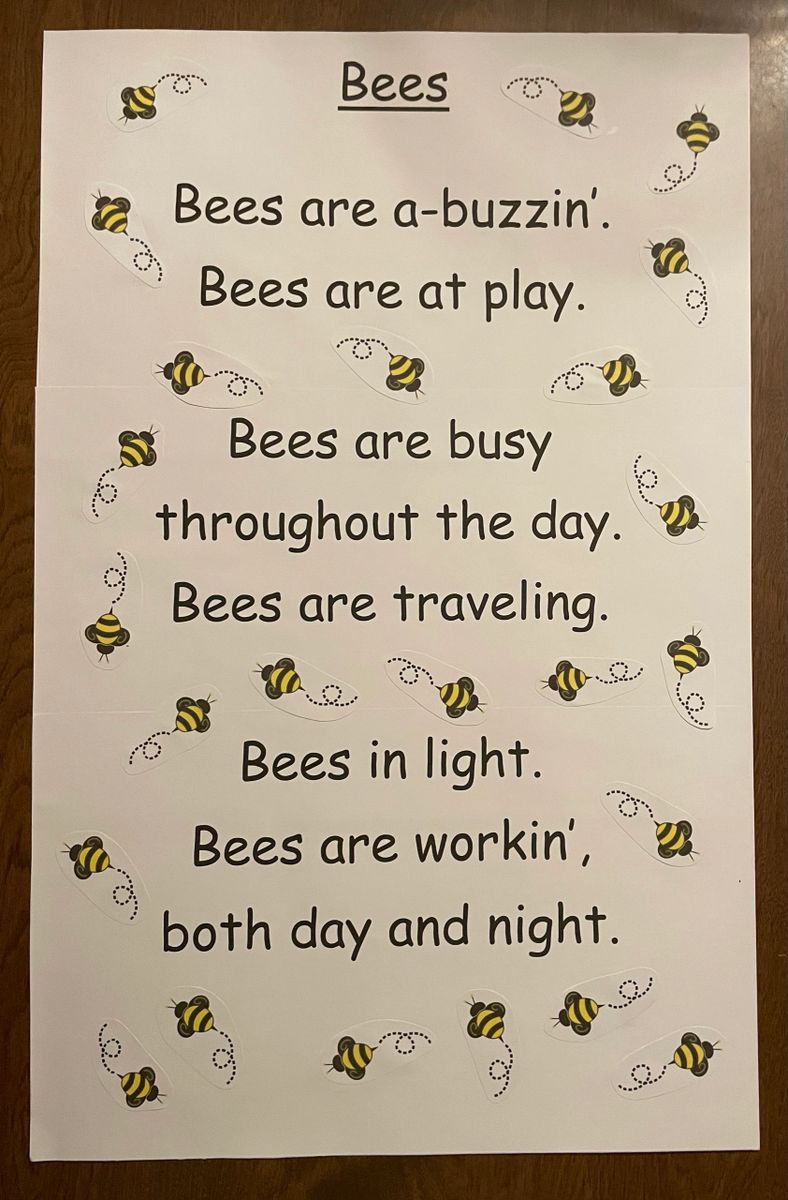 Bees poem chart