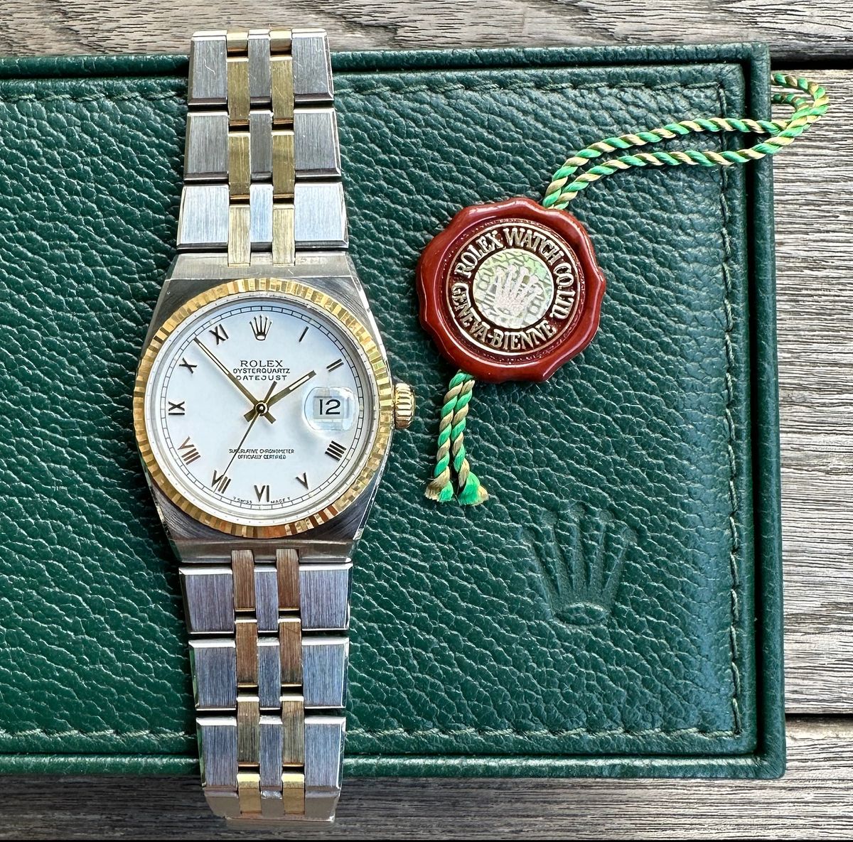 (Rolex Receipt/Box/Booklets) Rolex Oyster Quartz Datejust White Roman ...