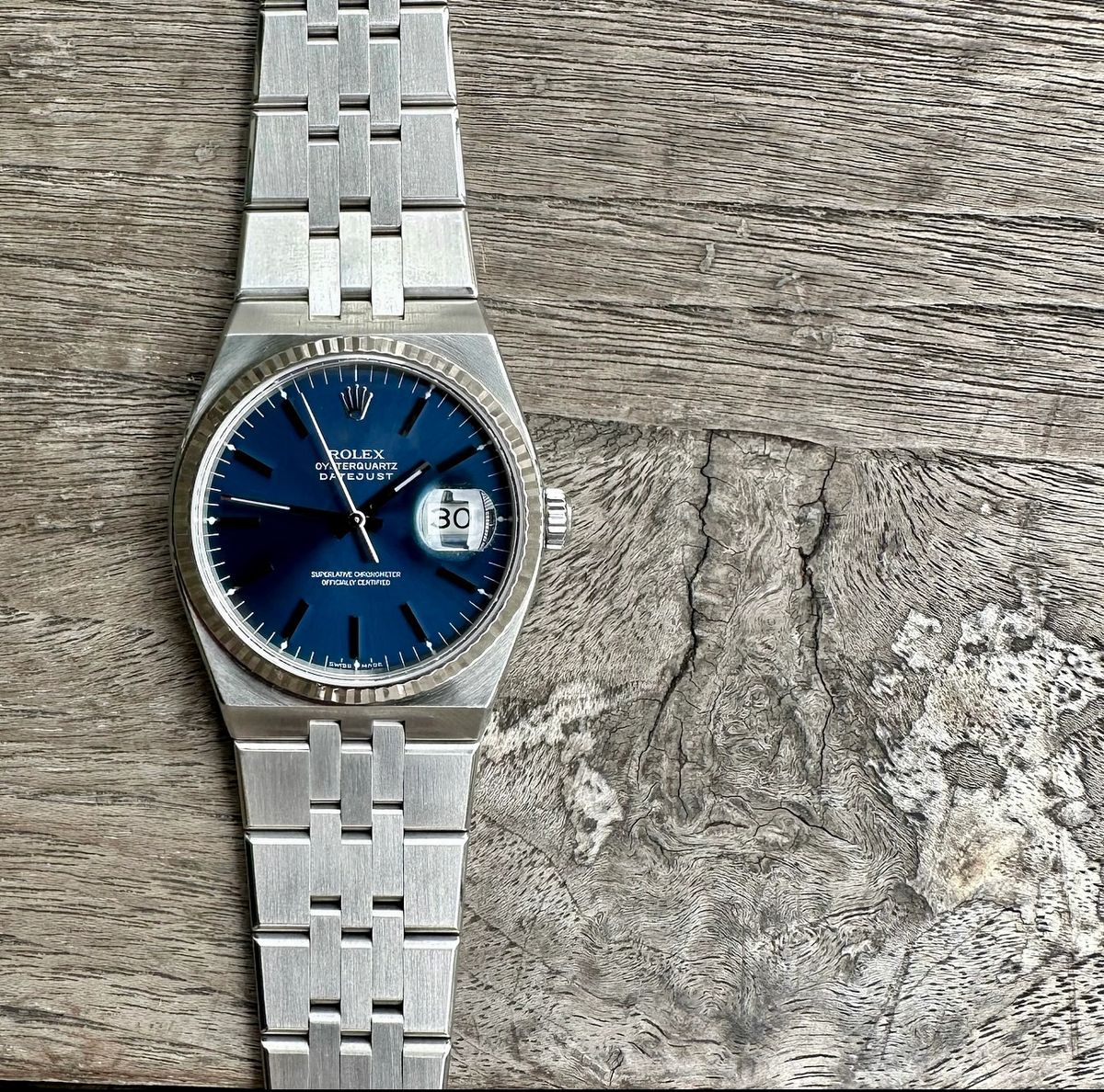 (Full set/White gold/Steel) Rolex Oyster Quartz DATEJUST Ref. 17014 ...