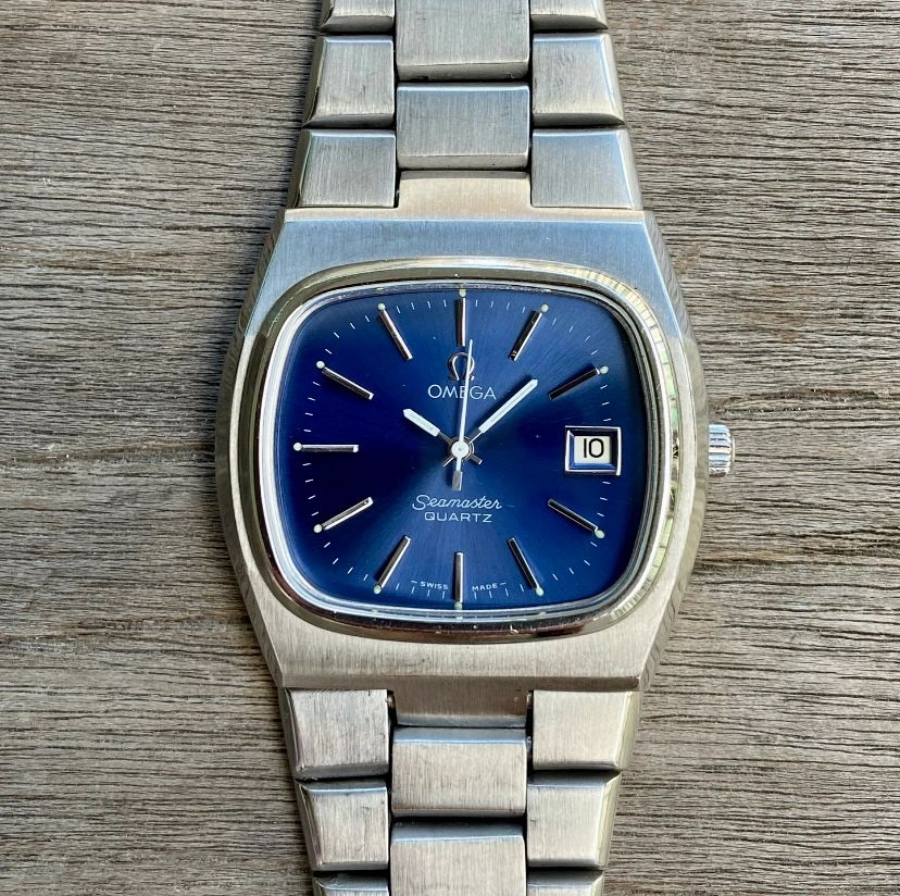 (Sharp case/Rare Blue) Omega Seamaster Square Case aka 'TV' Vintage 1970s'