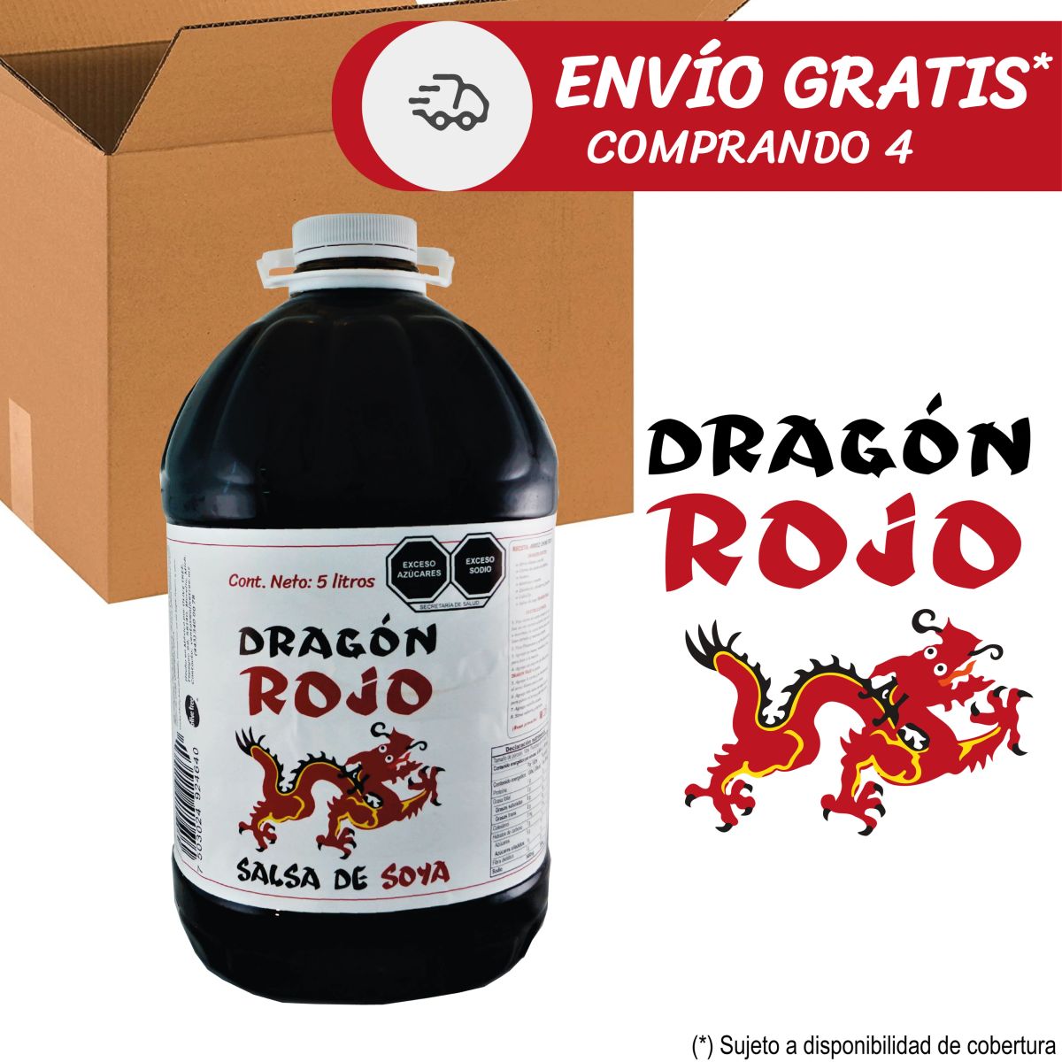 Salsa de soya Dragón Rojo 5L