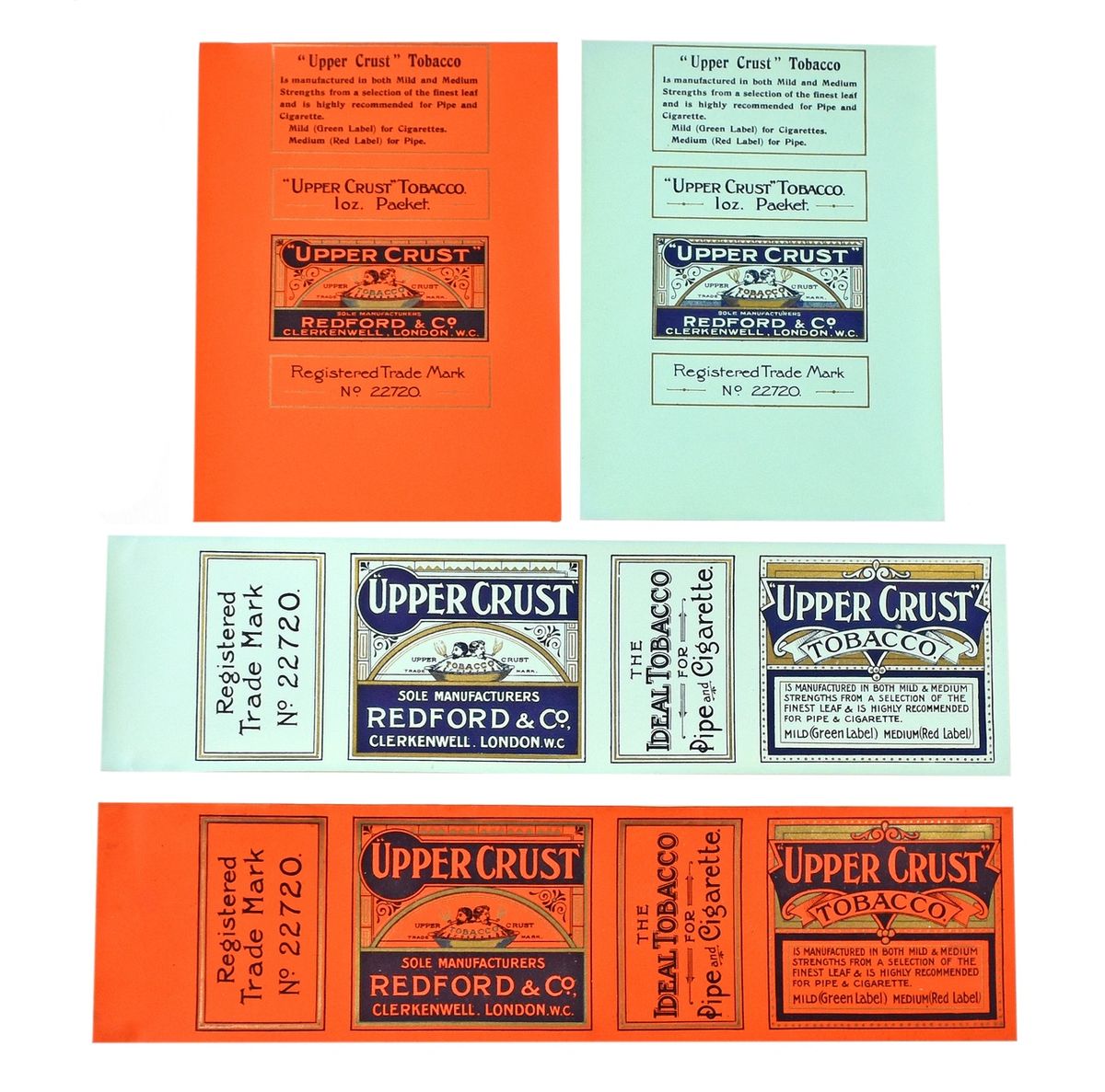 Four Different Redford & Co London Early 1900s Upper Crust Tobacco ...