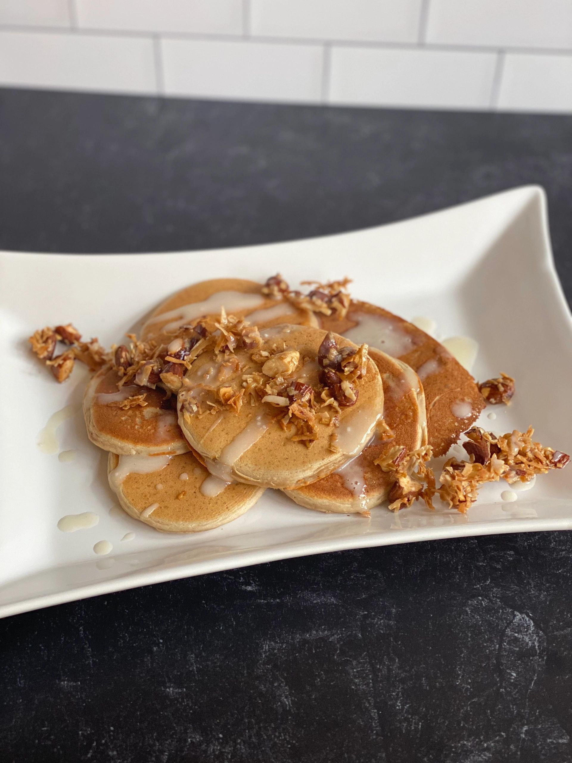 Maple Coconut Almond Protein Pancakes