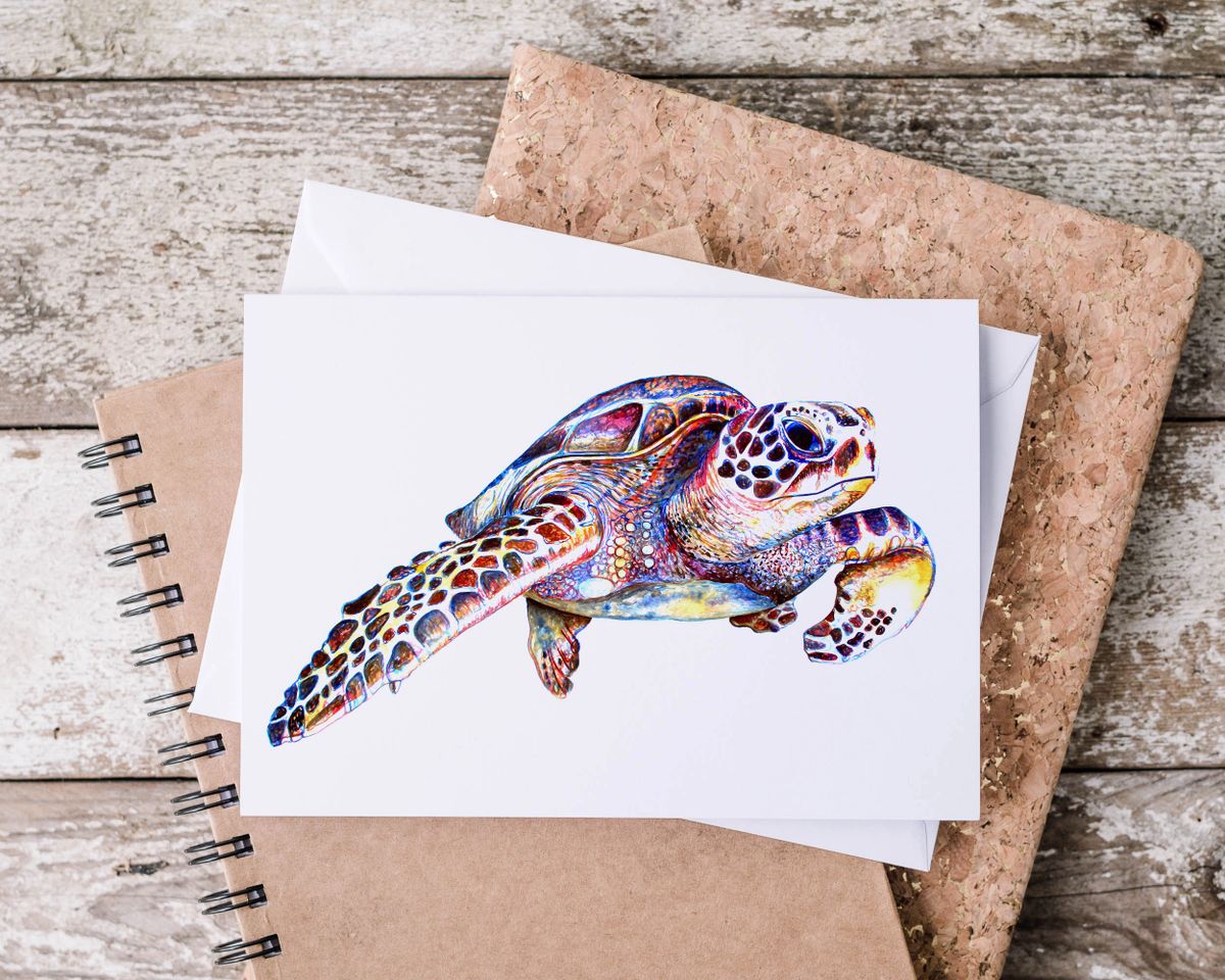 Swimming Sea Turtle Greeting Card
