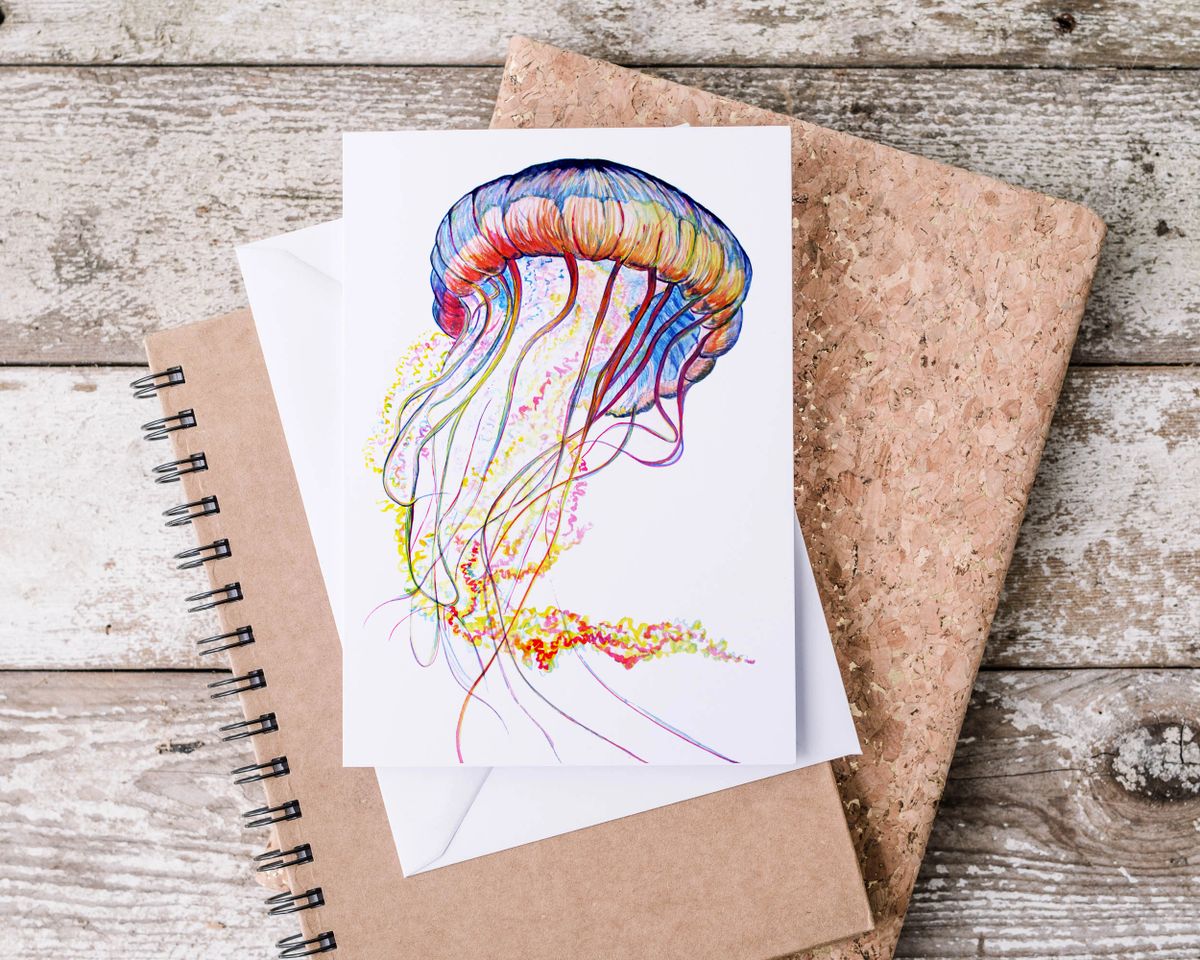 Colorful Jellyfish Greeting Card
