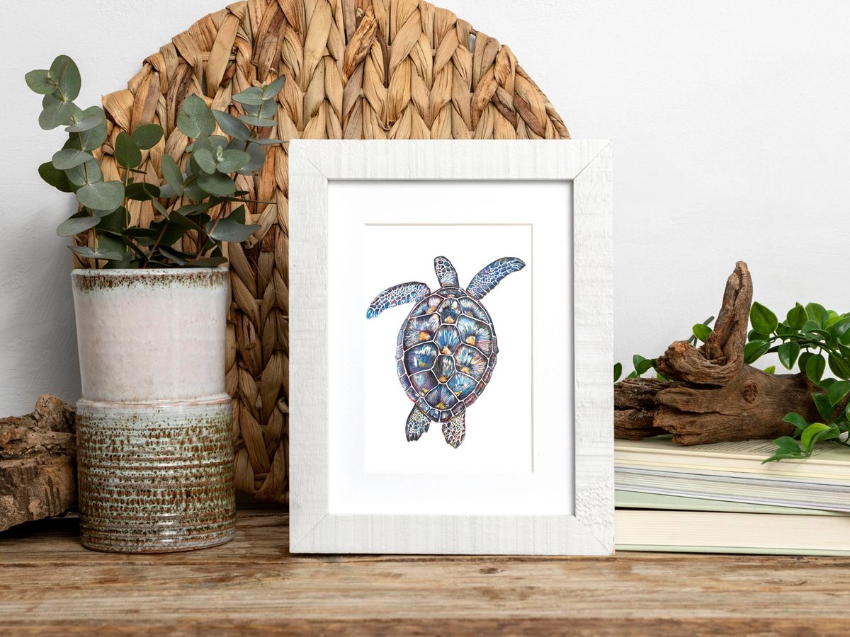 Sea Turtle Doug Watercolor Artwork Archival Print
