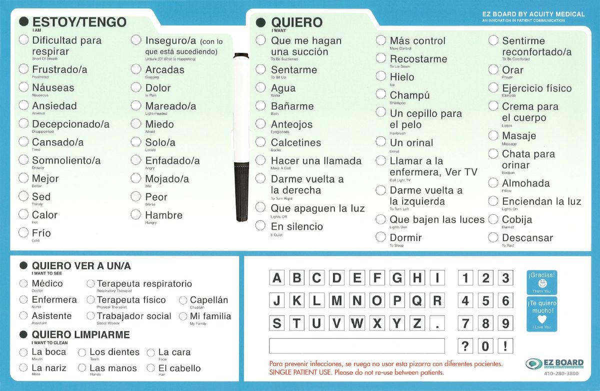 Spanish : EZ Communication Word Board
