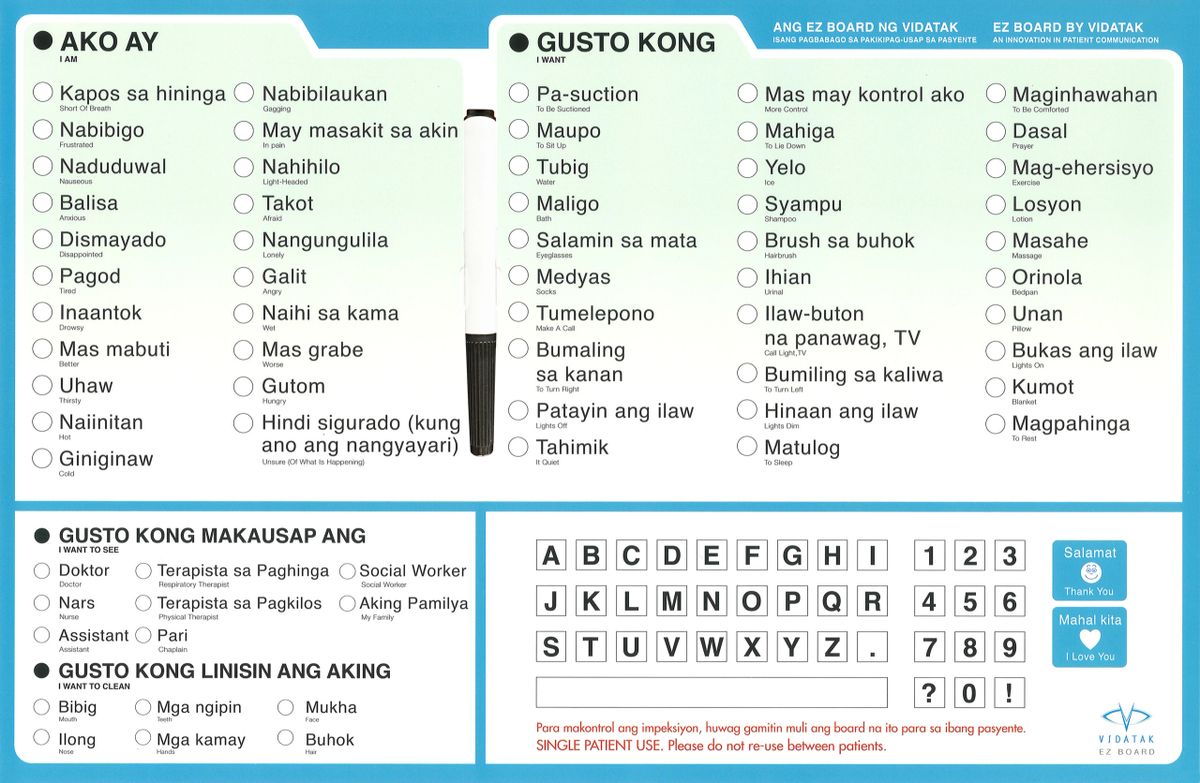 Tagalog : EZ Communication Word Board