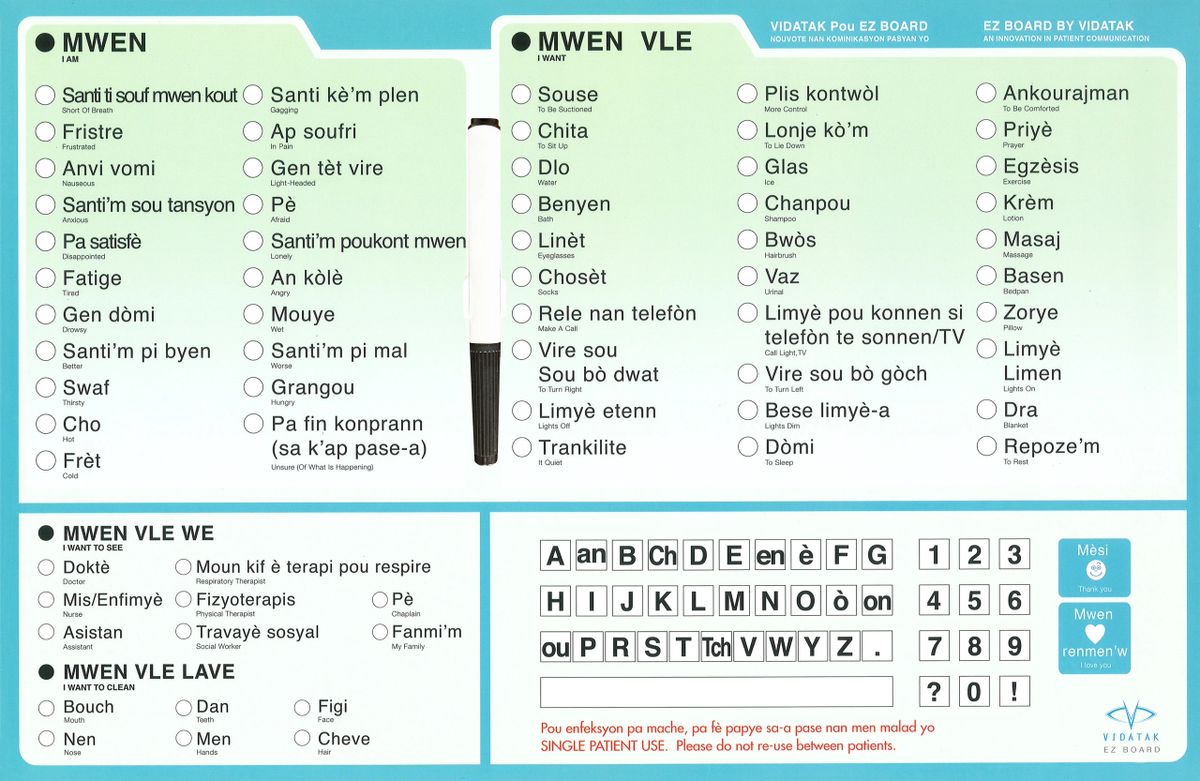 Creole : EZ Communication Word Board