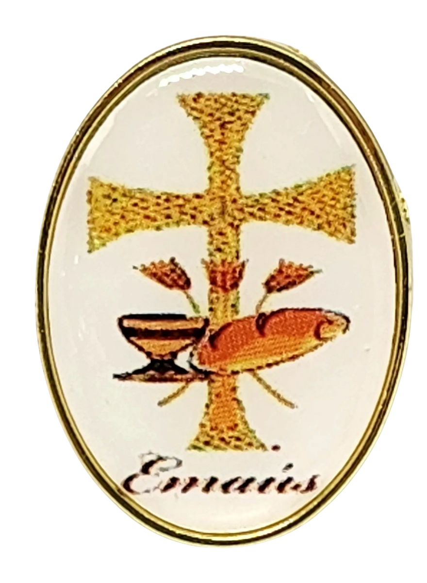 Emaús. Pin Metalico Emaús Mujeres Pan y Vino