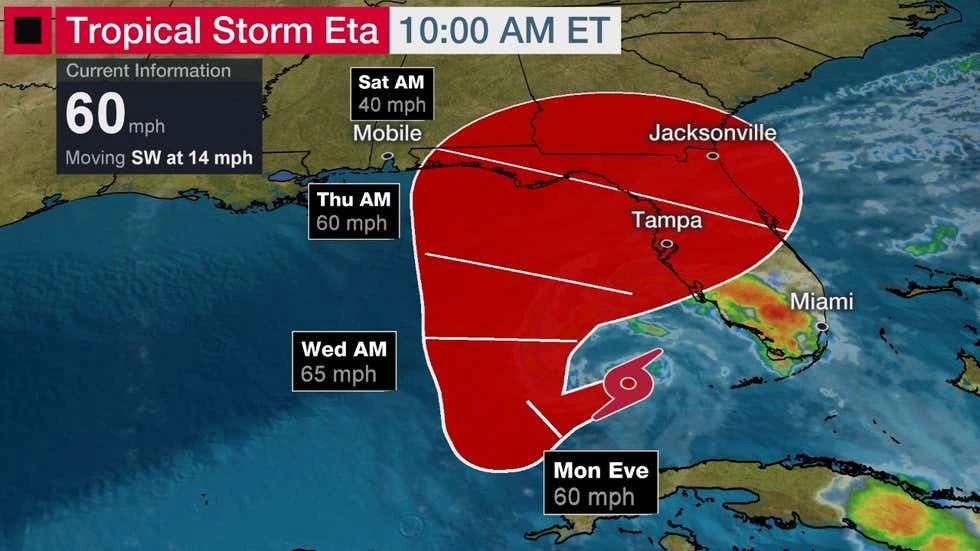 Tropical Storm Eta Lashing South Florida With Flooding Rainfall