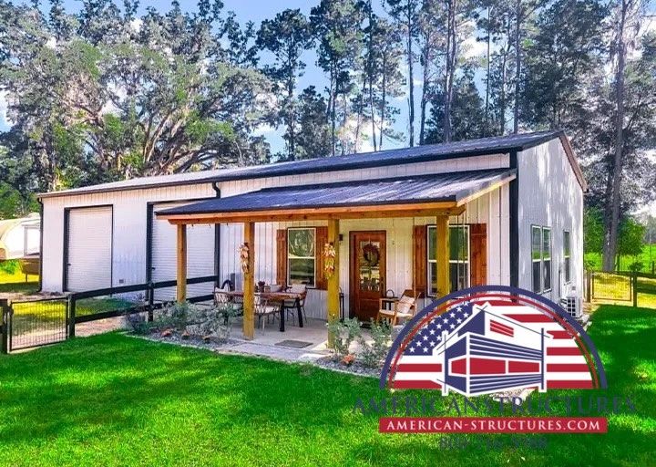 Workshop with Living space Barndominium Shell by American-Structures