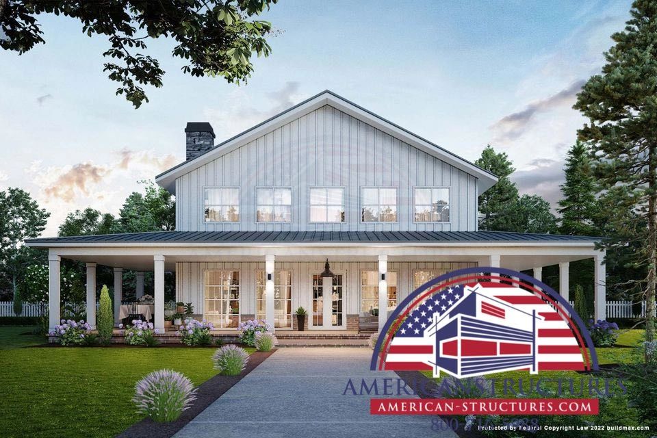 Bluegrass Farmhouse Barndominium Shell by American-Structures