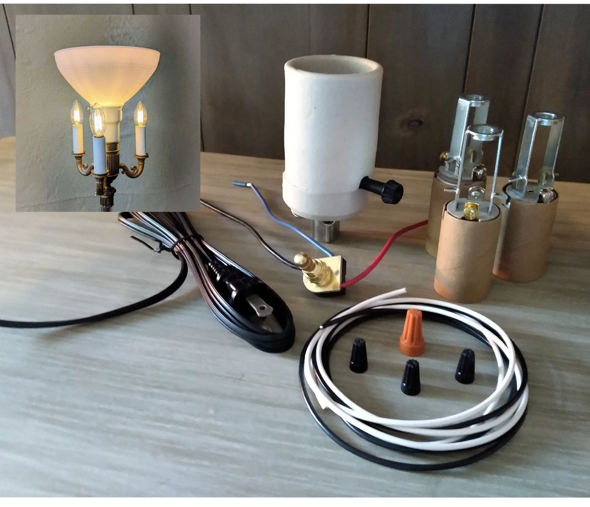 DIY Rewiring Kit for Vintage 3-Arm Floor Lamp for Lamp Repair