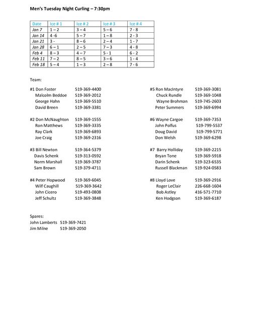 Schedule | Durham Curling Club