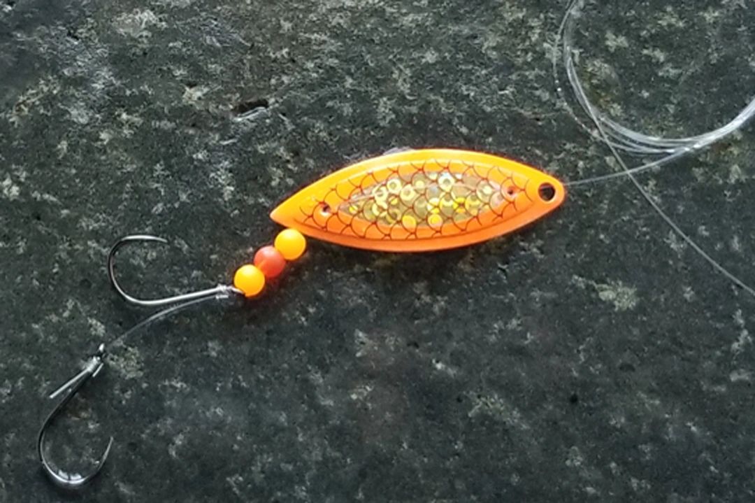 PRECISION BENT (PB) SPOON, ORANGE GOLD FLASH, 1-1/2" BRASS