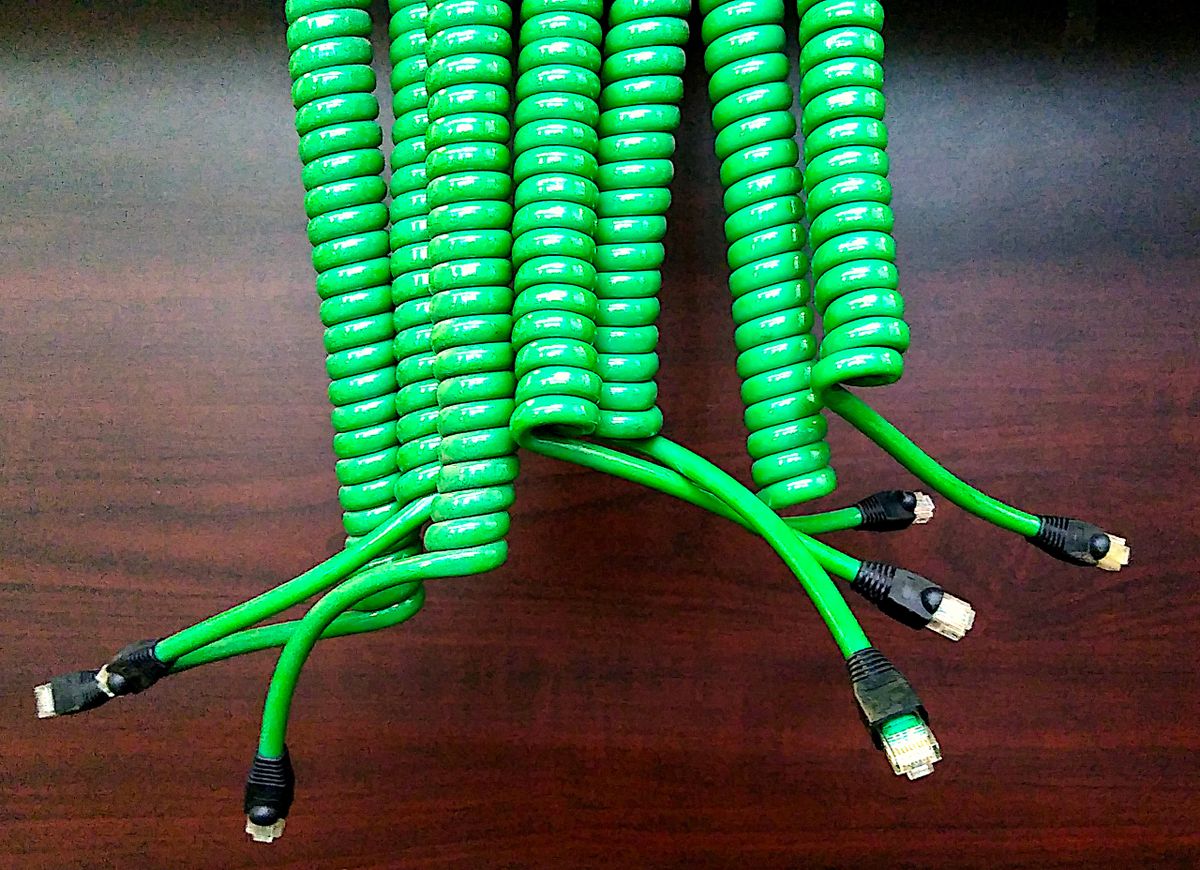 2 Ft. Length - Electric Lime Green NCC4PR24A SCI-FLEX COILED CAT5e 4 ...