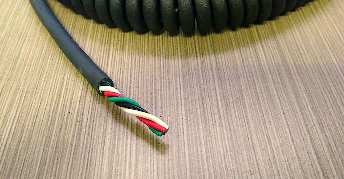 PCJ184 - Power Coiled Cord 18 Gauge with 4 Conductors - No Shield