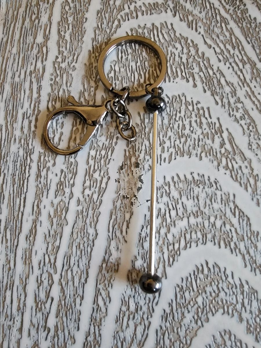 Beadable Keychain - Black Metal