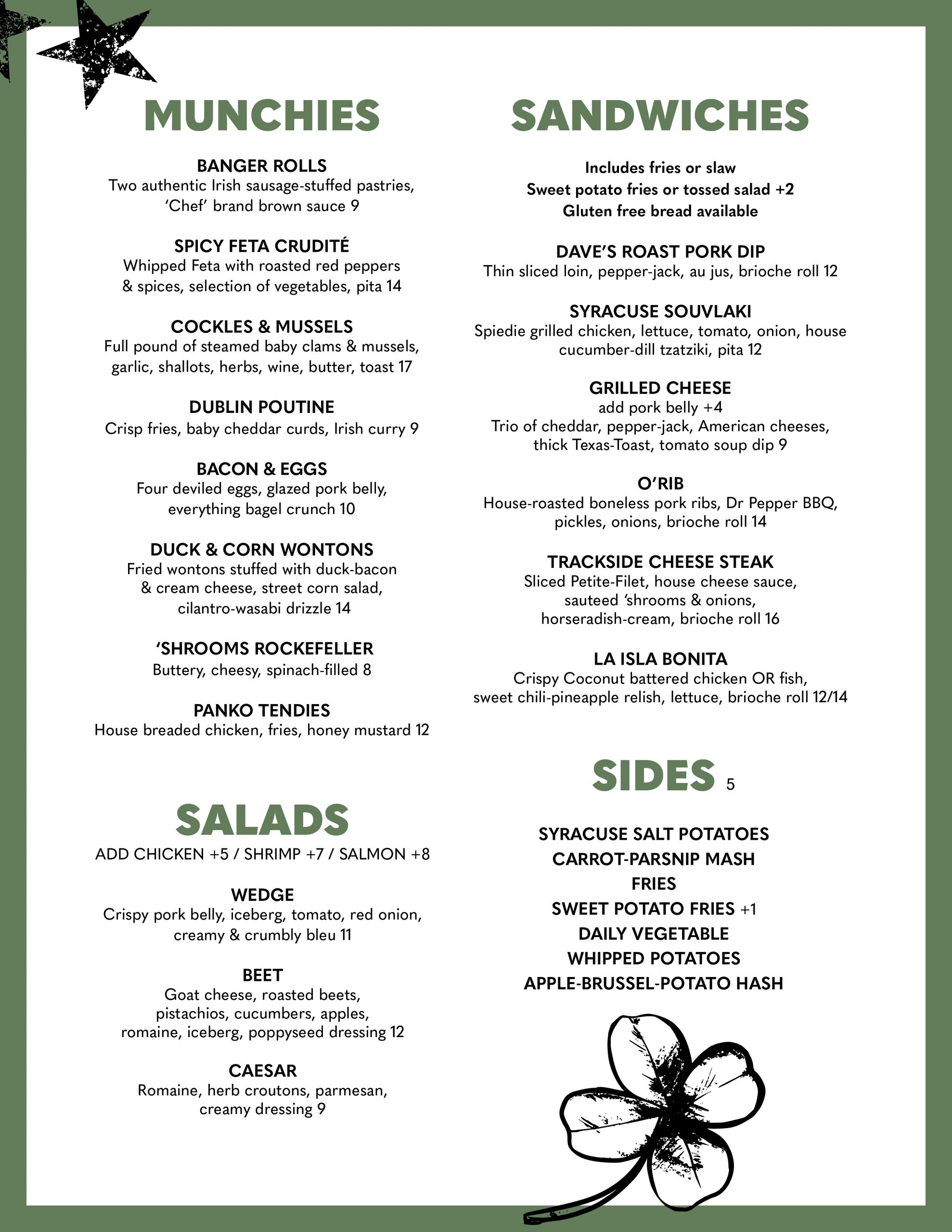 Menu | Erin O'Neill's Pub & Grill