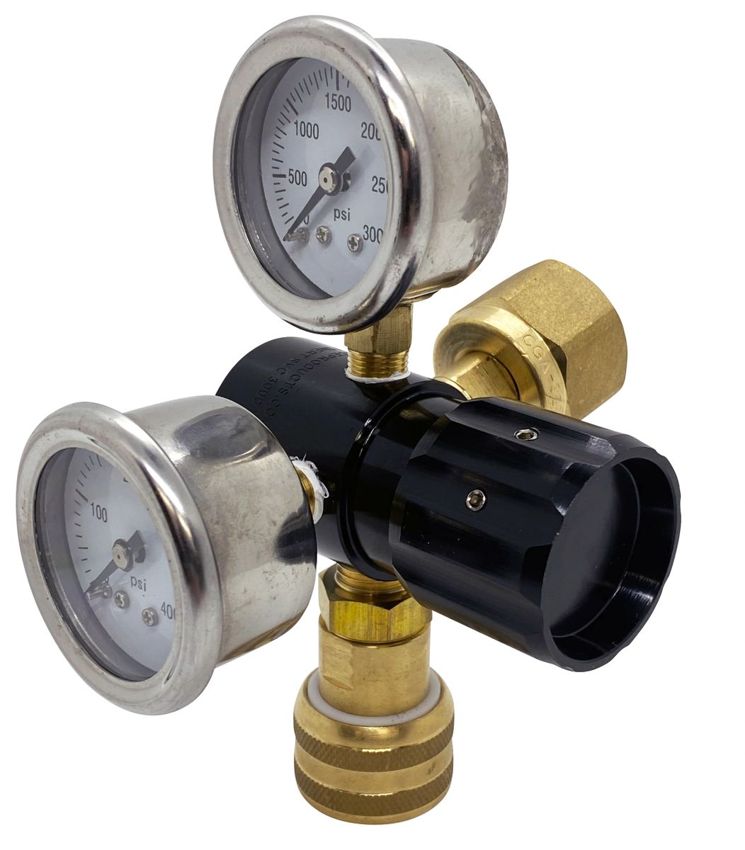 Series 3000 High Flow Adjustable CO2 Regulator 0-250PSI - Black Anodized