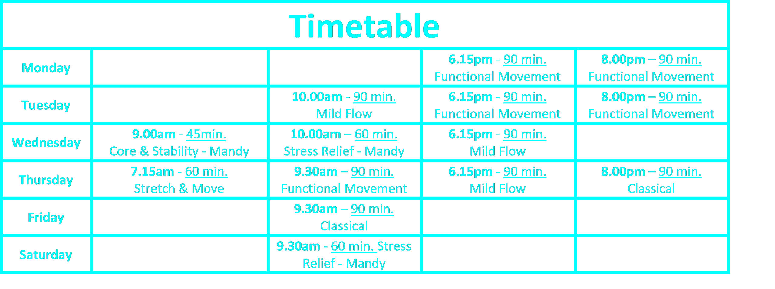 Timetable