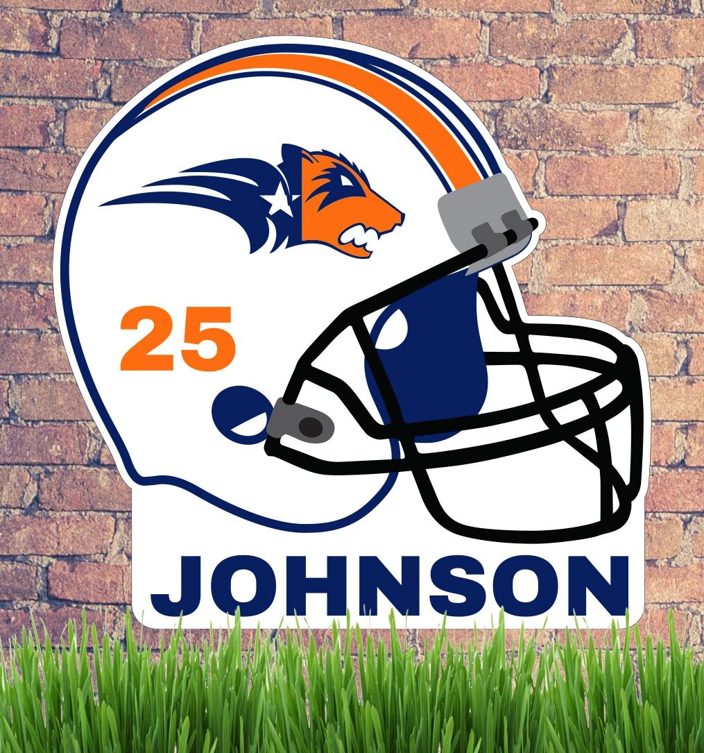 Wakeland football helmet yard sign personalized