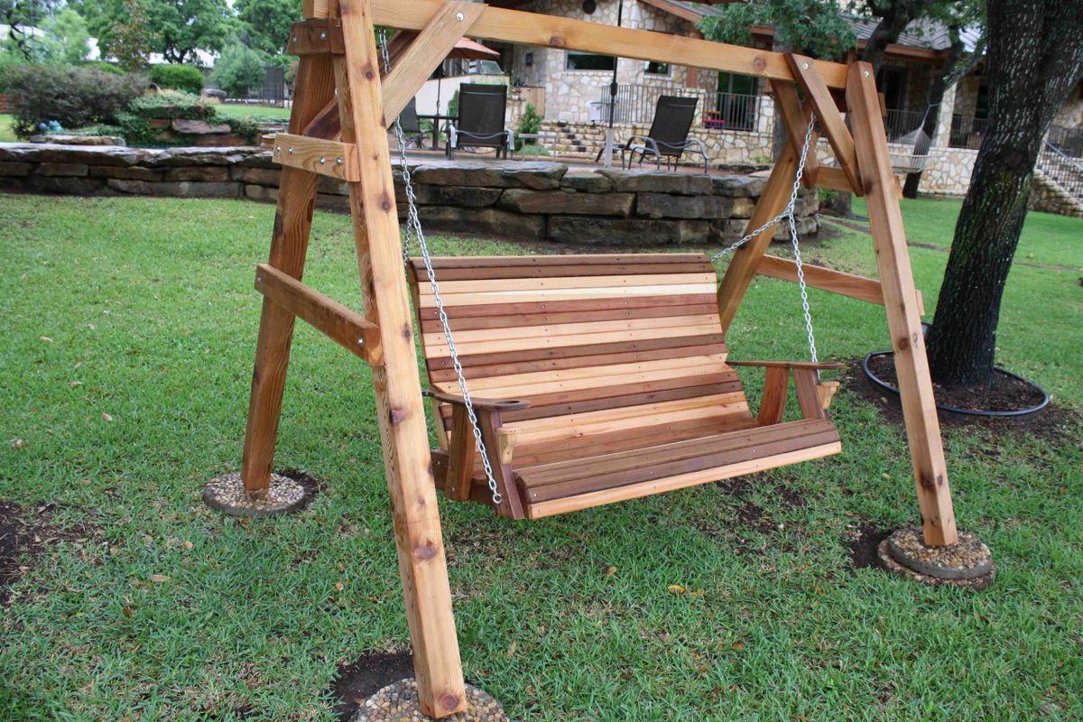Our 5 Ft Red Cedar Luxurious High Back Deep Contoured Swing & A-Frame Combo