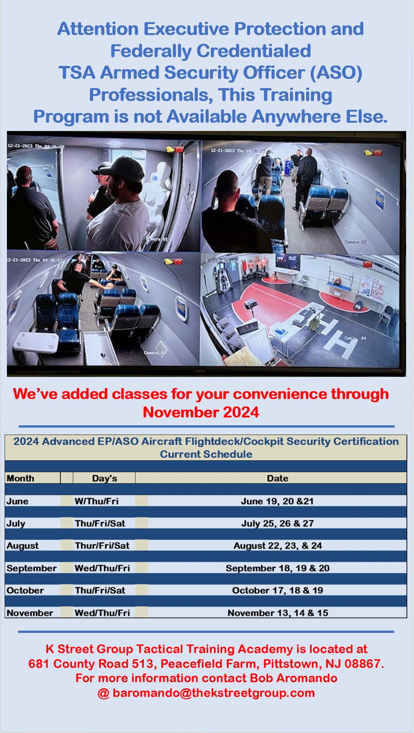 Executive protection/ASO cockpit & flightdeck security training