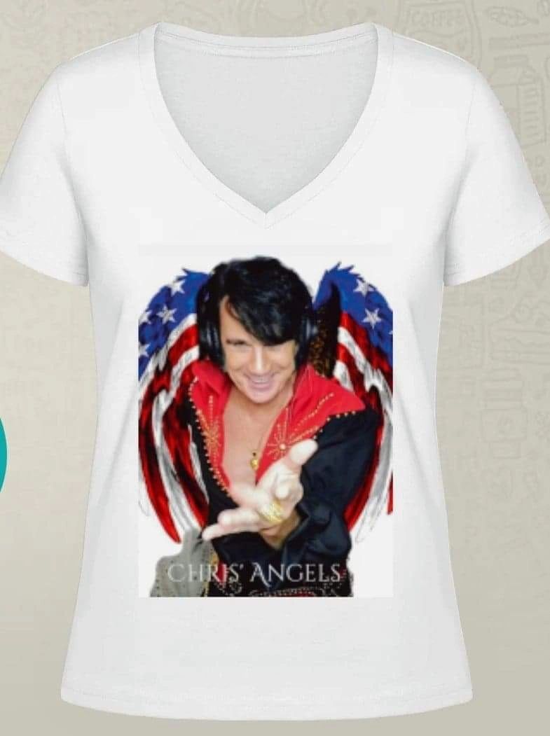 Chris' Angels v-neck Ladies Cotton Shirt