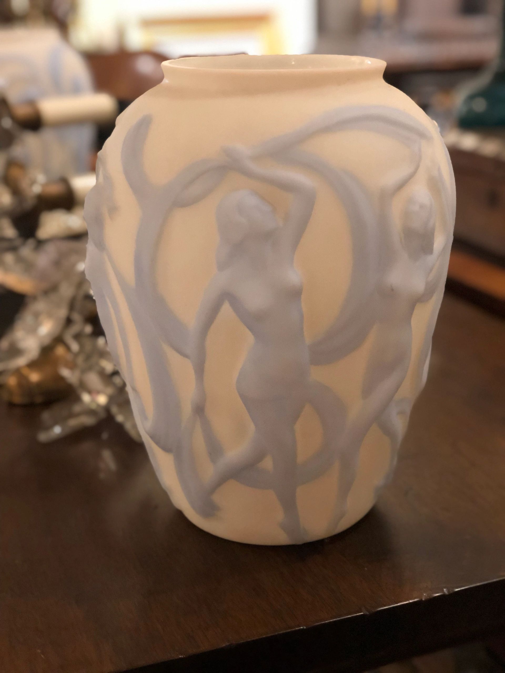 Pair of “Dancing Nymphs” Glass Vases