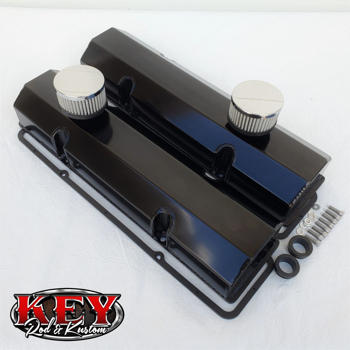 Small Block Chevy Black Aluminum Fabricated Valve Covers W/ Gaskets ...