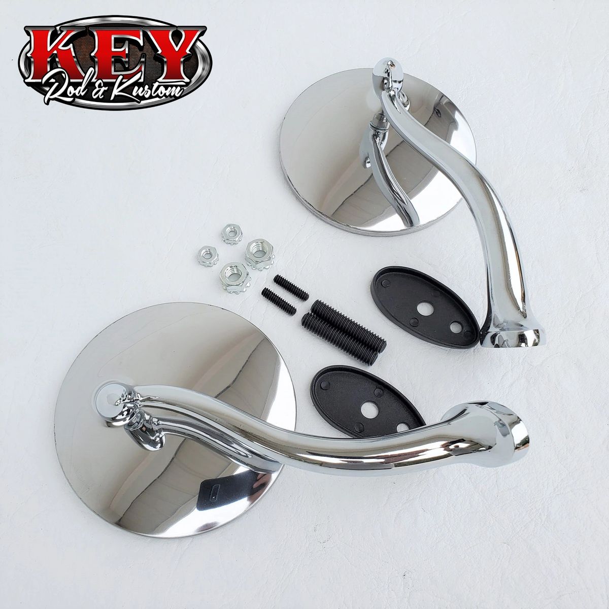 4" Swan Neck Side Round Side Mirrors Stainless Chrome Hot Rod Street Rod