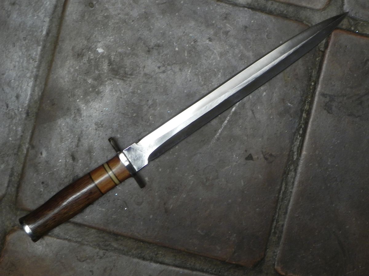 Forged File Dagger with Red Palm & Triple Spacers