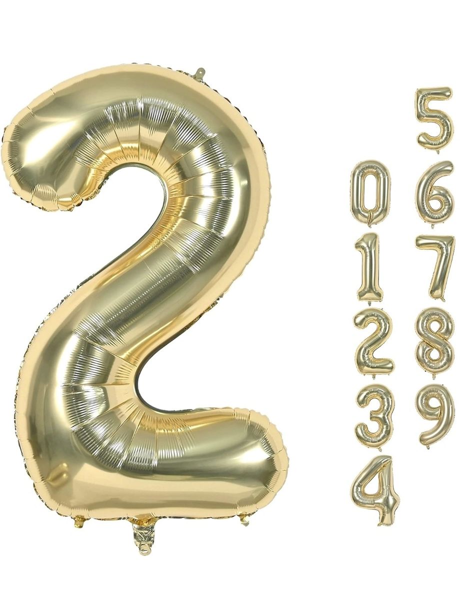 White gold helium number balloon