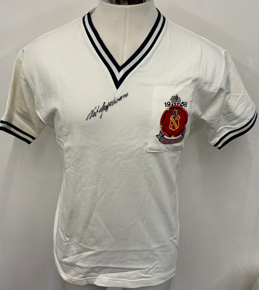 Bolton 1958 Cup Final. Retro Signed Nat Lofthouse