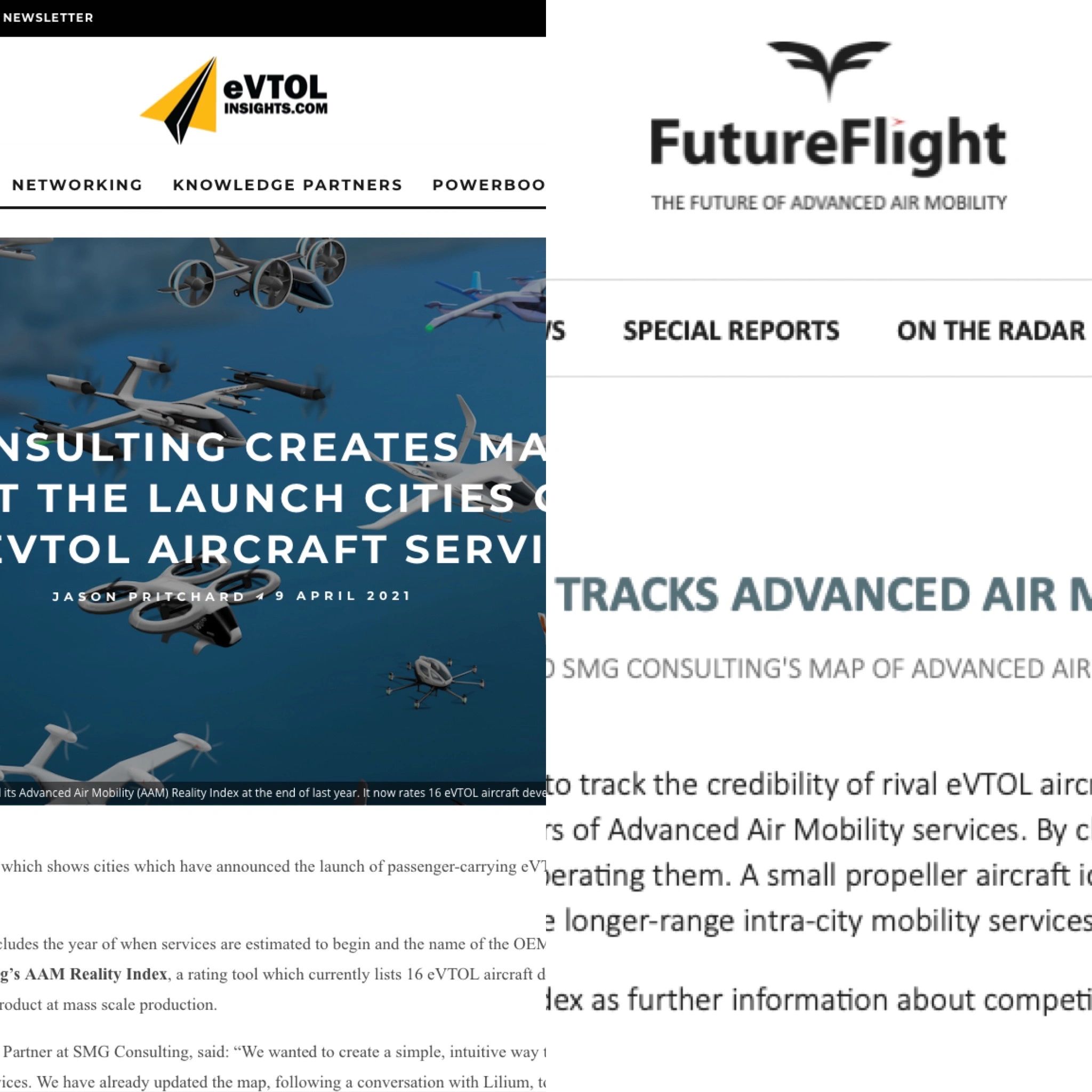 eVTOLInsights.com and FutureFlight feature AAM Launch Cities map