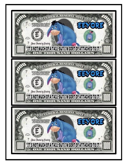Eeyore 1000.00 Prop Money Place Holder
