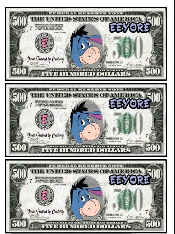 Eeyore 500.00 Prop Money Place Holder