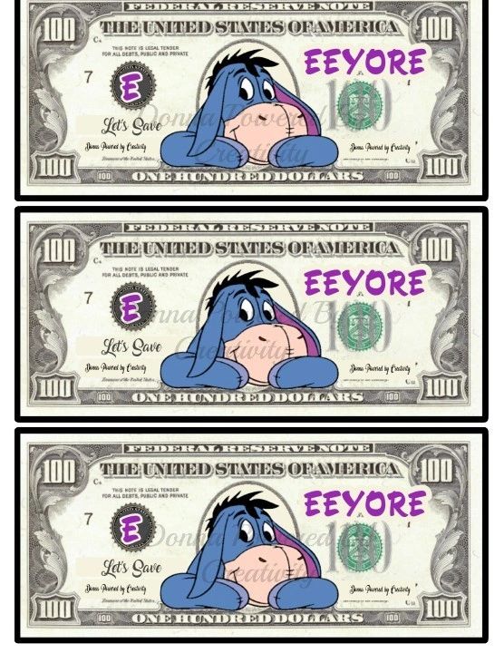 Eeyore 100.00 Prop Money Place Holder