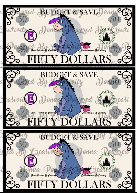 Eeyore 50.00 Prop Money Place Holder