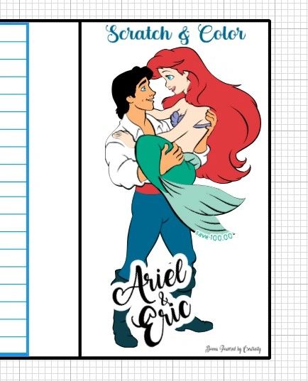 Scratch & Color Mermaid Ariel & Eric Envelope