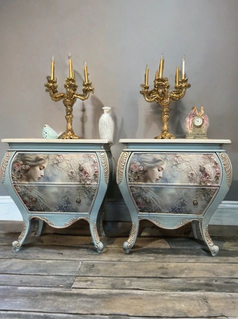 SOLD!!!! Bombe-Style Bedside / End Tables