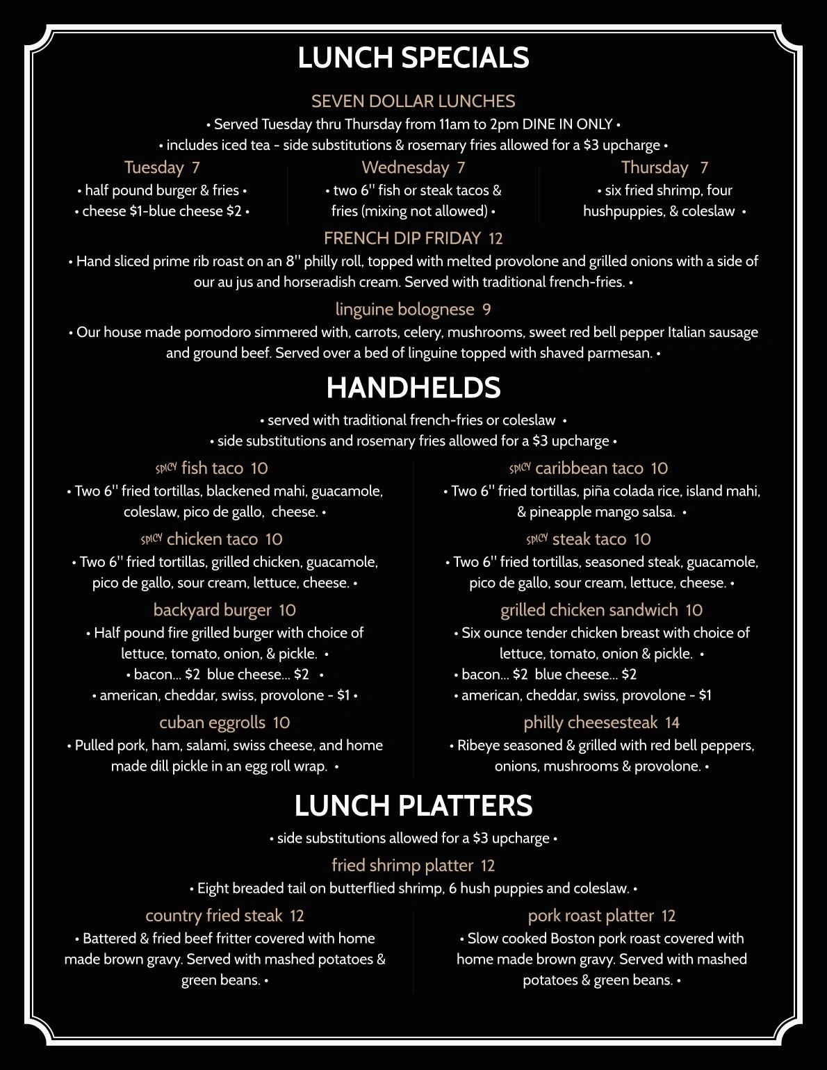 Lunch Menu