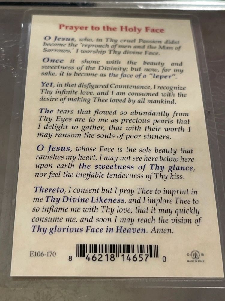 Holy Face prayer card
